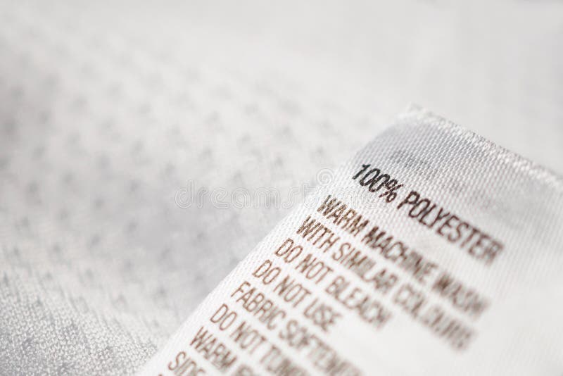 Polyester Clothing Label with Laundry Care Instructions Tag Stock Photo ...