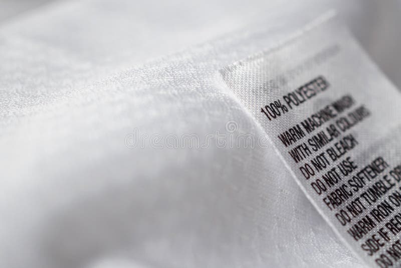 Polyester Fabric Clothing Label with Laundry Instructions Stock Photo ...