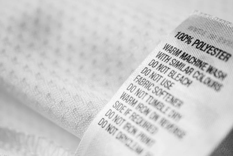 Polyester Fabric Clothing Label with Laundry Instructions Stock Image ...
