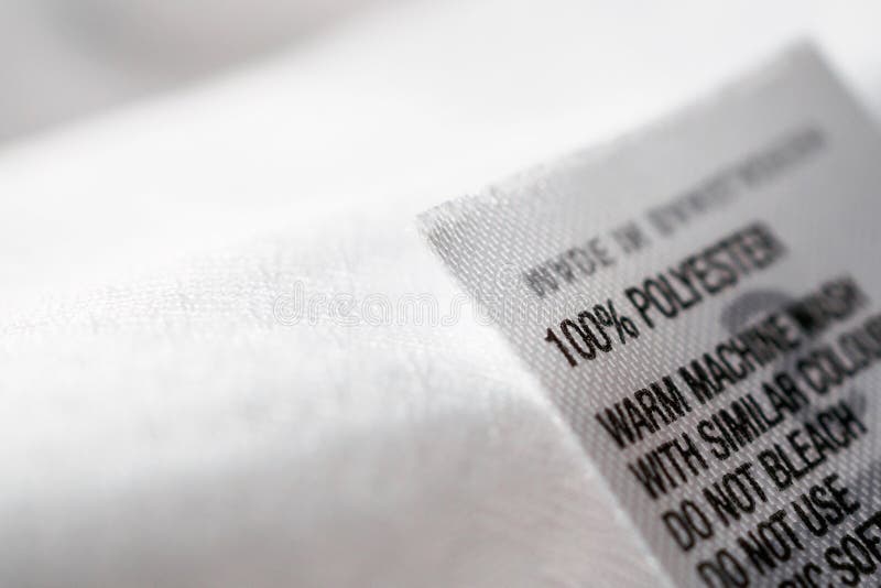 Polyester Fabric Clothing Label with Laundry Instructions Stock Image ...