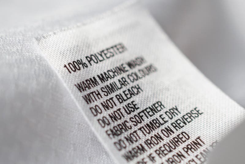 Polyester Clothing Label with Laundry Care Instructions Tag Stock Photo ...