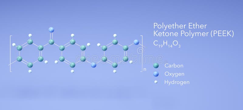 Polyether Ether Ketone Polymer PEEK, Molecular Structures, 3d Rendering ...