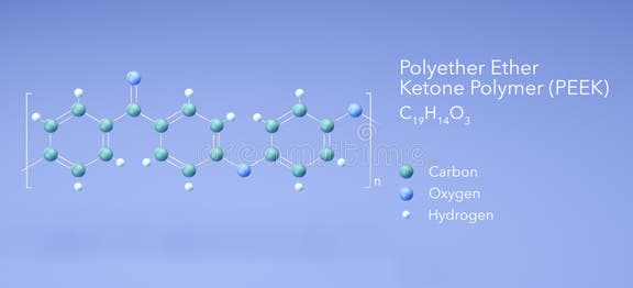 Polyether Ether Ketone Polymer PEEK, Molecular Structures, 3d Rendering ...