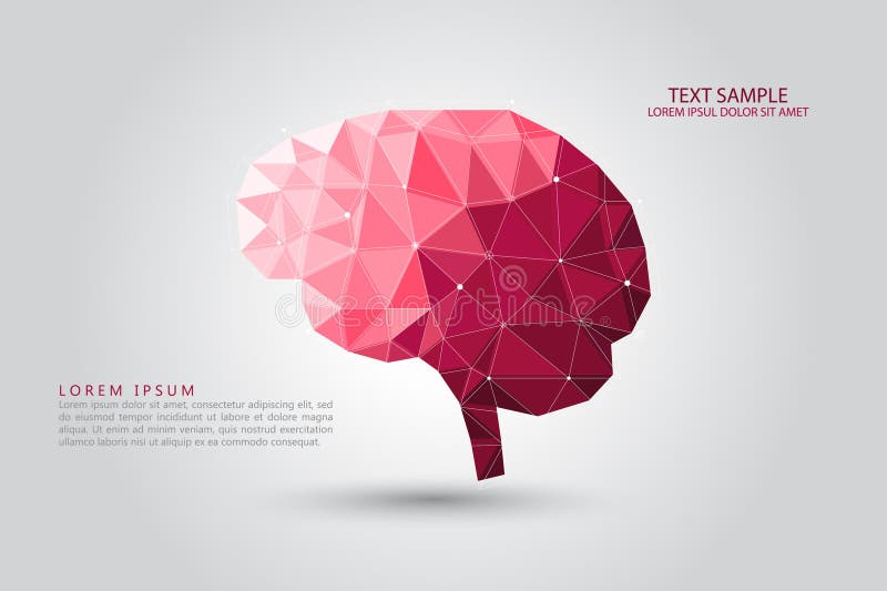 Polygon Brain Illustration from Dark Magenta To Light Color Gradation ...