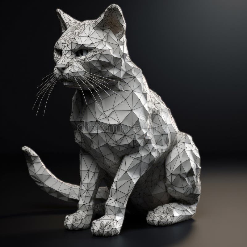 Polygon 3d model of a cat stock illustration. Illustration of kitten ...