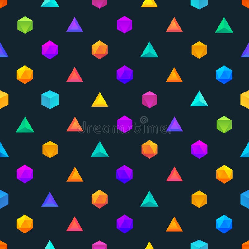 Polygon 3d Objects Seamless Geometric Pattern Stock Vector ...