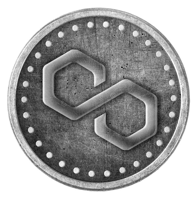Polygon Grunge Silver Coin, Token Stock Illustration - Illustration of ...