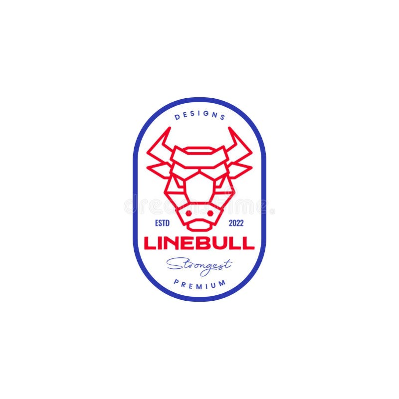 Bull Line Art Outline Monoline Linear Logo Vector Icon Stock ...