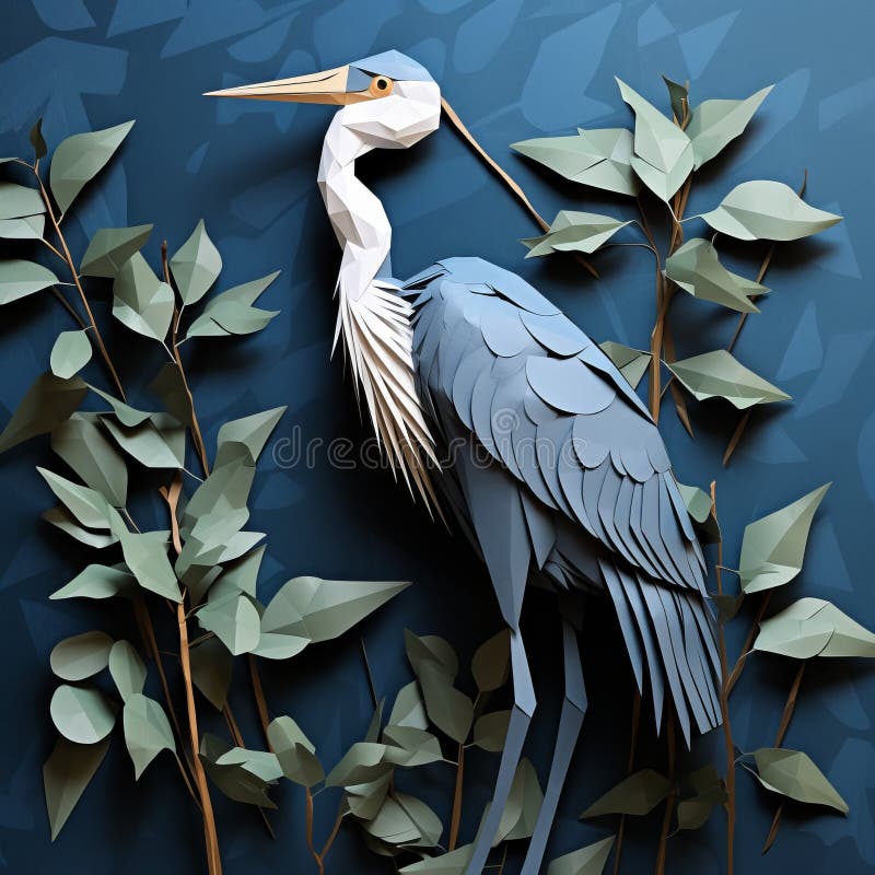 Polygon Heron Paper Craft: Simple yet Eye-catching Design Stock ...