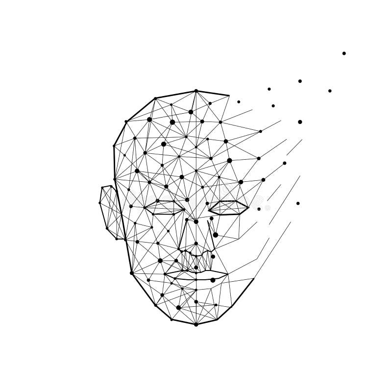 Polygon Human Head Exploding and Breaks into Lines and Dots. Smart ...