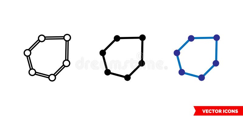 Polygon Icon of 3 Types Color, Black and White, Outline. Isolated ...