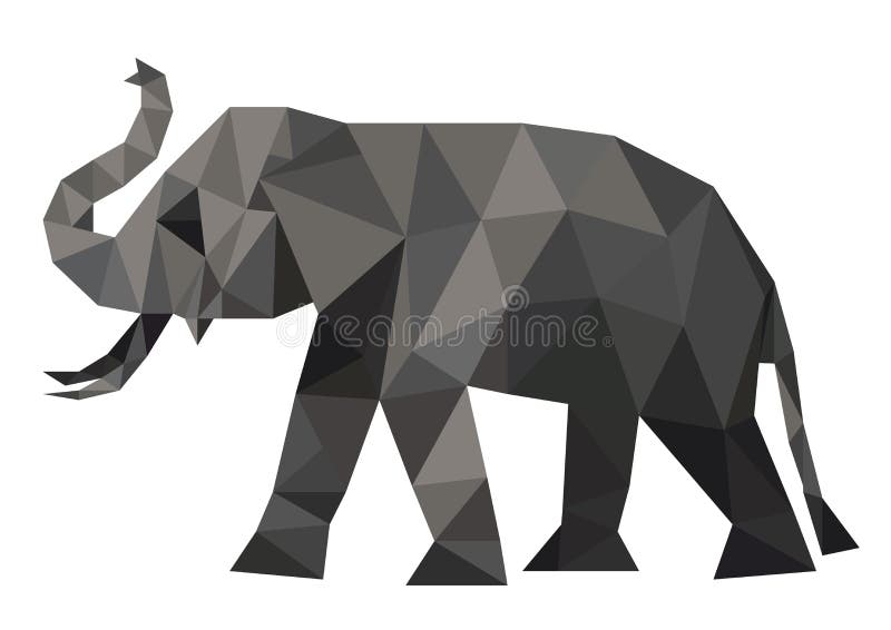 Polygon Illustration of Elephant, Triangle Design Stock Vector ...