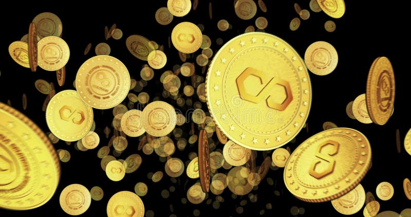 Polygon Matic Cryptocurrency Golden Coin Isolated Loop on Green Screen ...