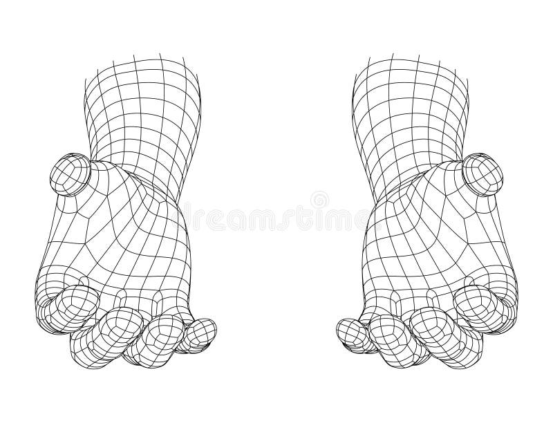 Reaching Wireframe hands stock vector. Illustration of finger - 103790391