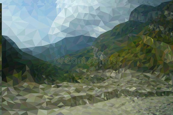 Polygon mountain landscape stock vector. Illustration of outline - 97089688
