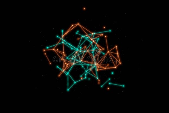 Polygon Network in Orange and Green Colours. Abstract Plexus, Science ...