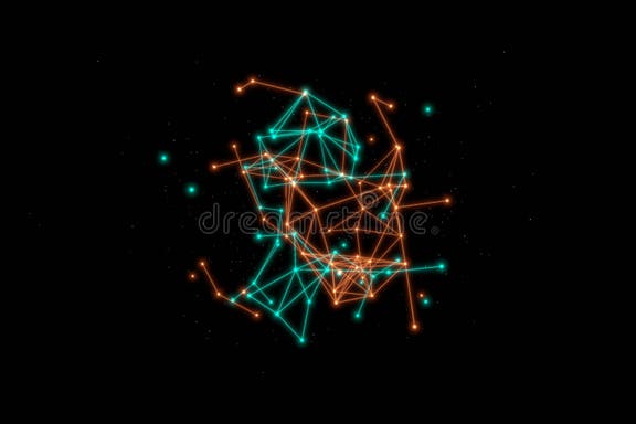 Polygon Network in Orange and Green Colours. Abstract Plexus, Science ...