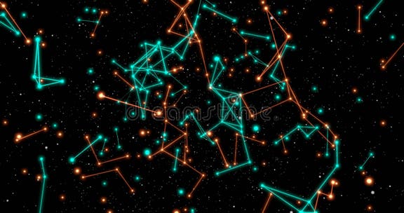 Polygon Network in Orange and Green Colours. Abstract Plexus, Science ...