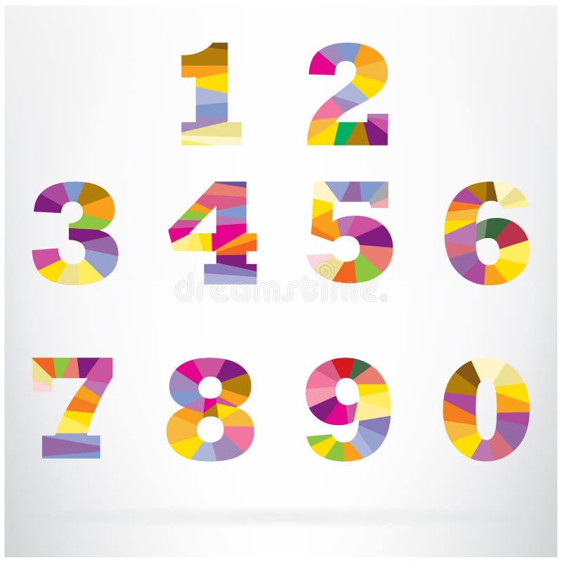 Polygon Number Alphabet Colorful Font Style Stock Vector - Illustration ...