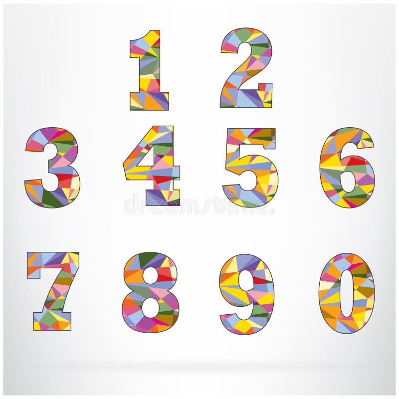Polygon Number Alphabet Colorful Font Style Stock Vector - Illustration ...