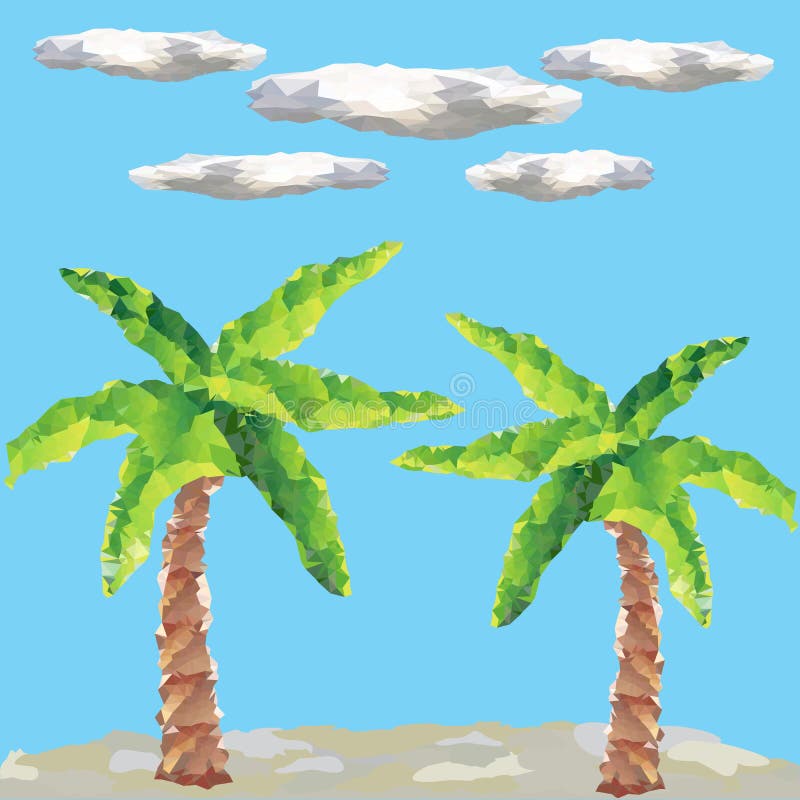 Polygon Palm Tree Clip Art. Palms on Landscape Stock Vector ...