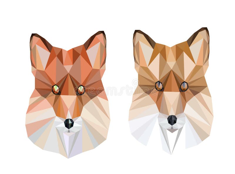 Polygon Picture Two Colored Fox Head Stock Vector - Illustration of ...