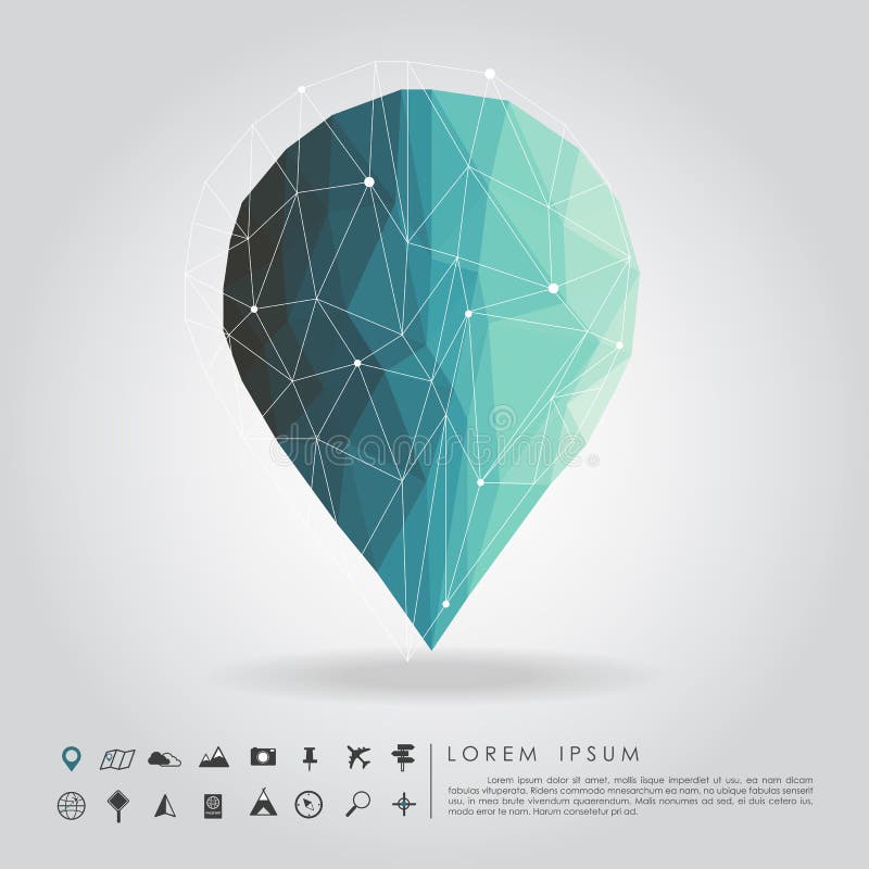 Polygon pin with map icon stock vector. Illustration of island - 41900144