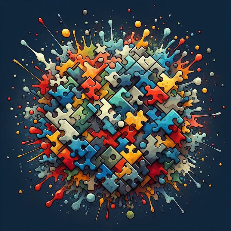 Polygon Puzzle a Splatter Featuring a Mix of Polygons in a Puzzl Stock ...