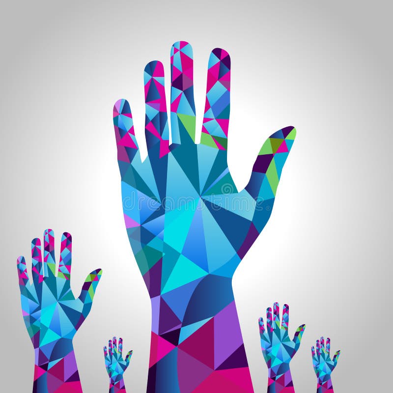 Polygon Raised Hand stock vector. Illustration of pattern - 50007345