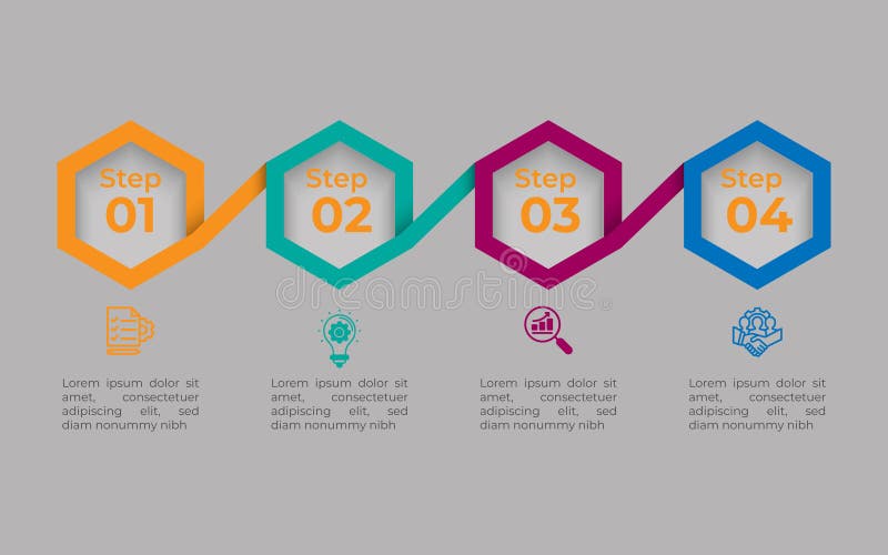 Polygon Style Step by Step Infographic Design Template. Stock ...