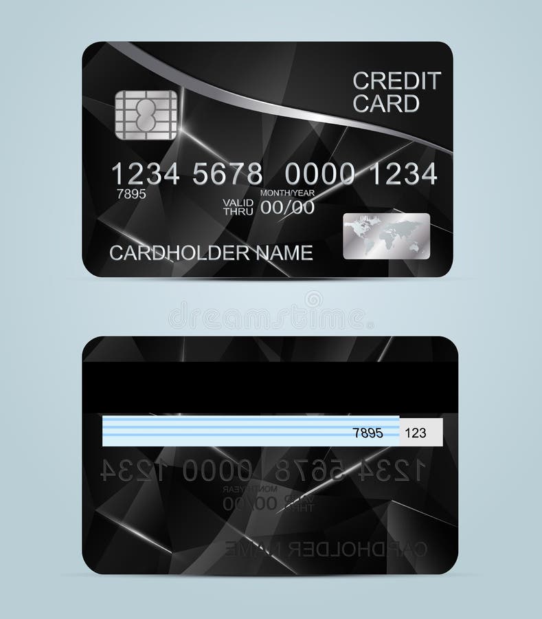 Vector Realistic Black Credit Card With Abstract Geometric Background ...