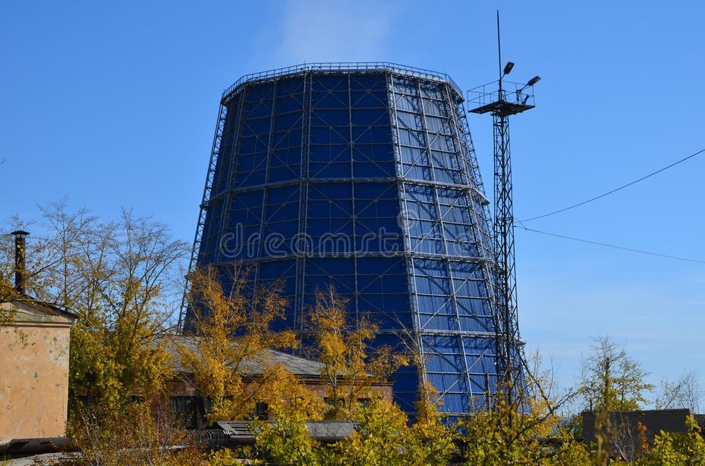 A Polygon Tower with Iron Grid Stock Image - Image of complex, invented ...