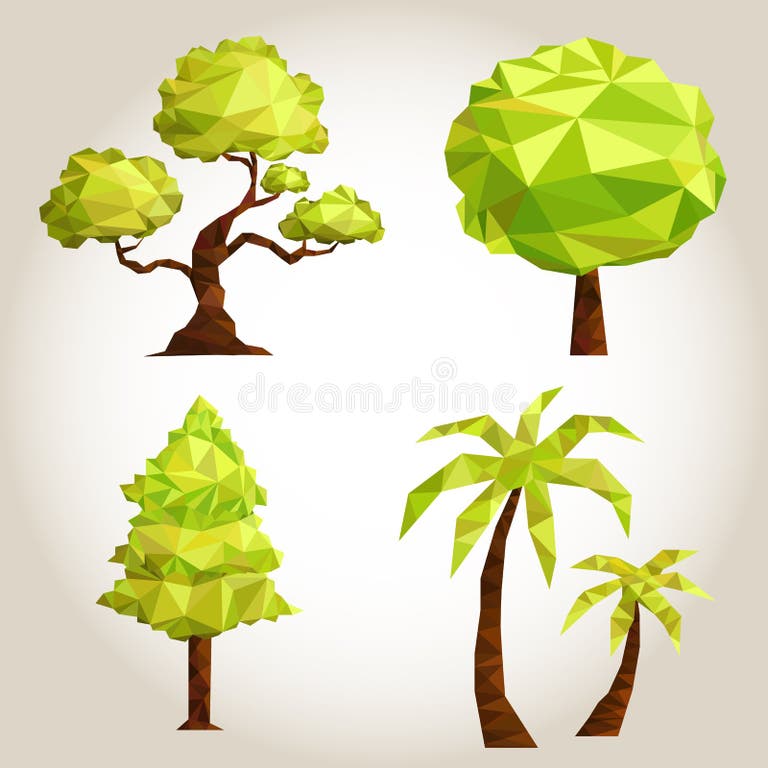 Polygon tree set stock vector. Illustration of symbol - 50042922