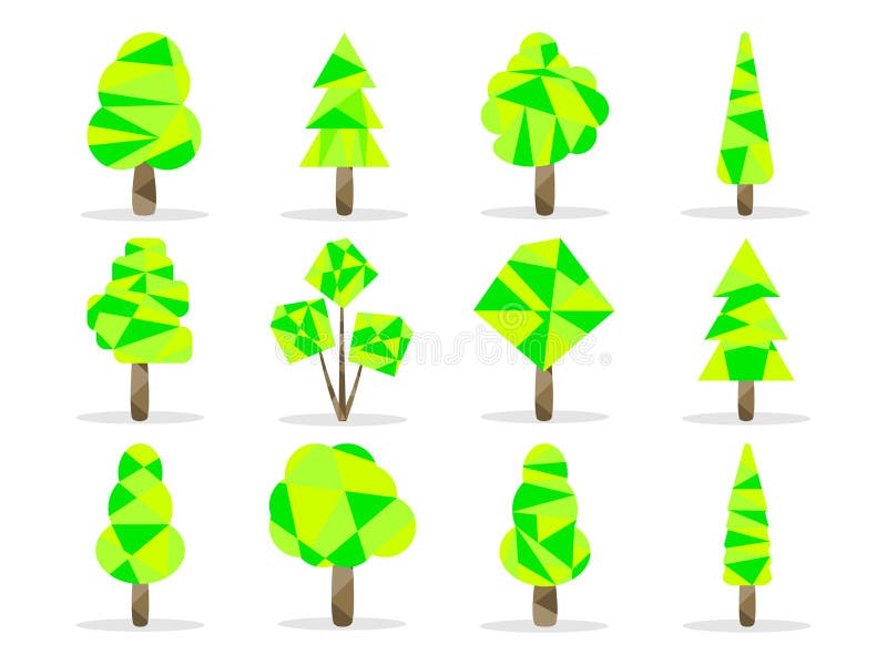 Polygon Trees Set. Low Poly Style. Vector Stock Vector - Illustration ...