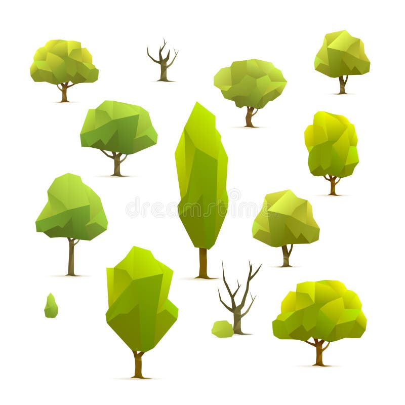 Polygon trees set stock vector. Illustration of triangle - 71823222