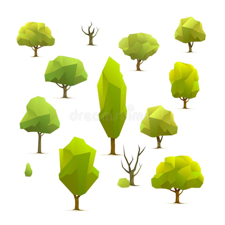 Polygon trees set stock vector. Illustration of triangle - 71823222