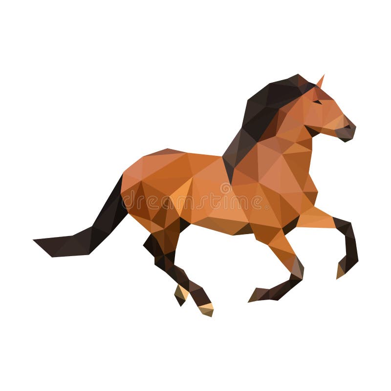 Polygon Triangle Brown Horse Stock Vector - Illustration of animal ...