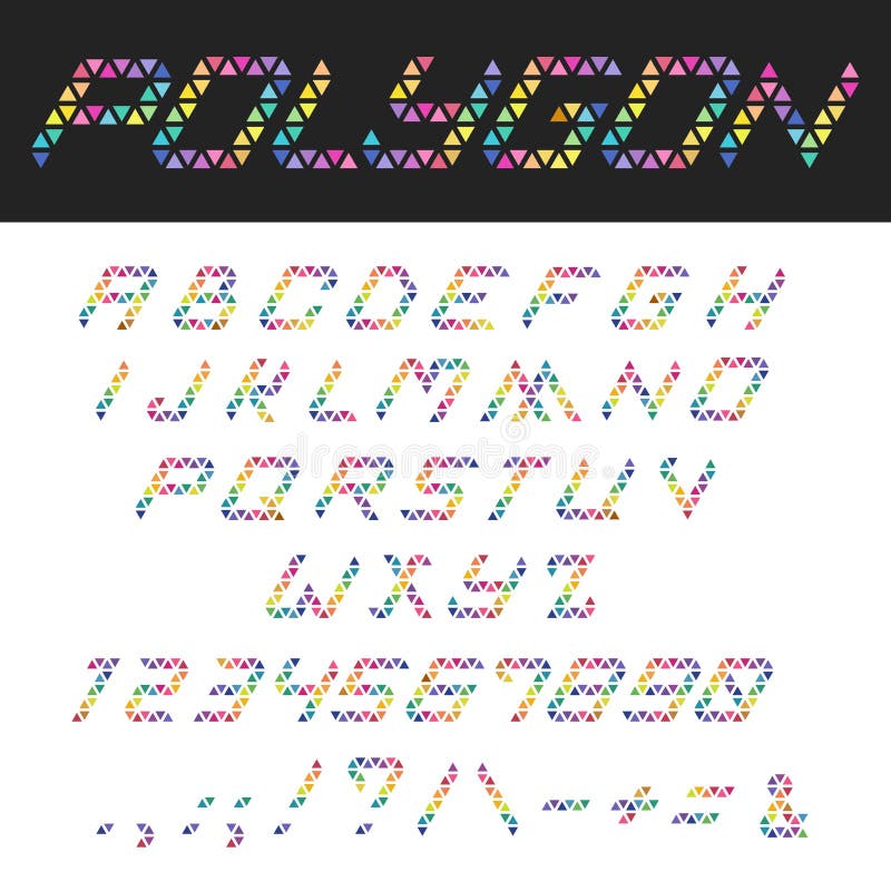 Polygon Triangles Font Vector. Letters Numbers Stock Vector ...