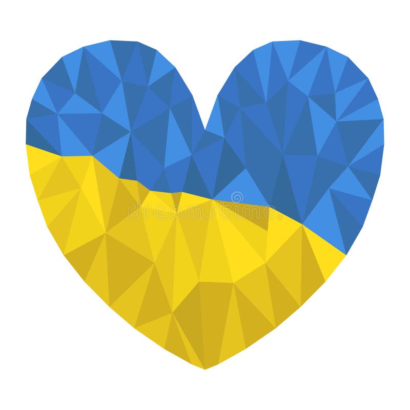 Polygon Ukraine Flag Heart in Diamond Style Rasterized Vector ...