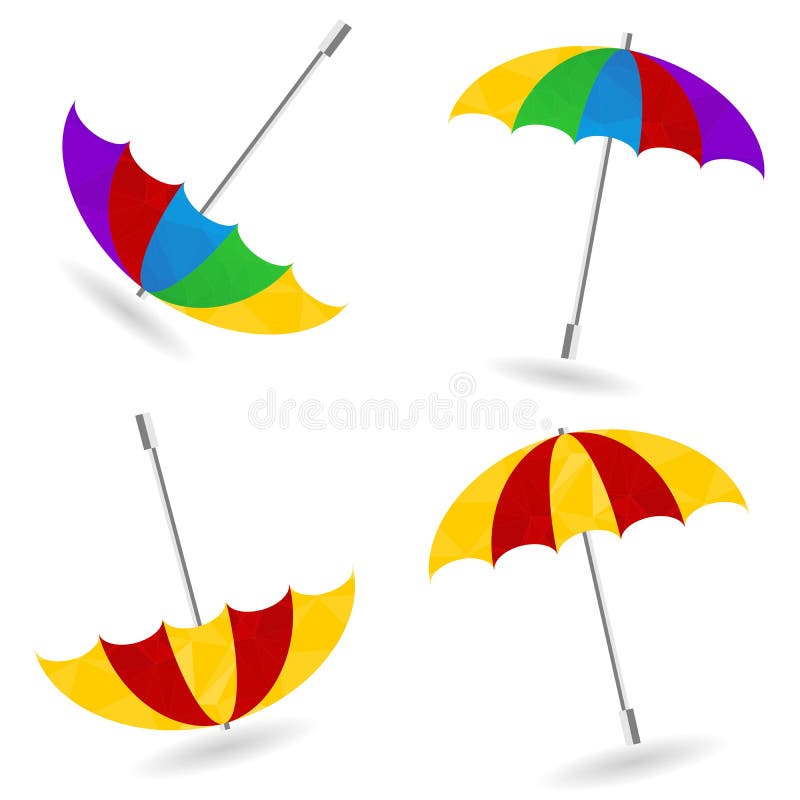 Polygon Umbrella or Parasol Icons with Shadow. Stock Vector ...