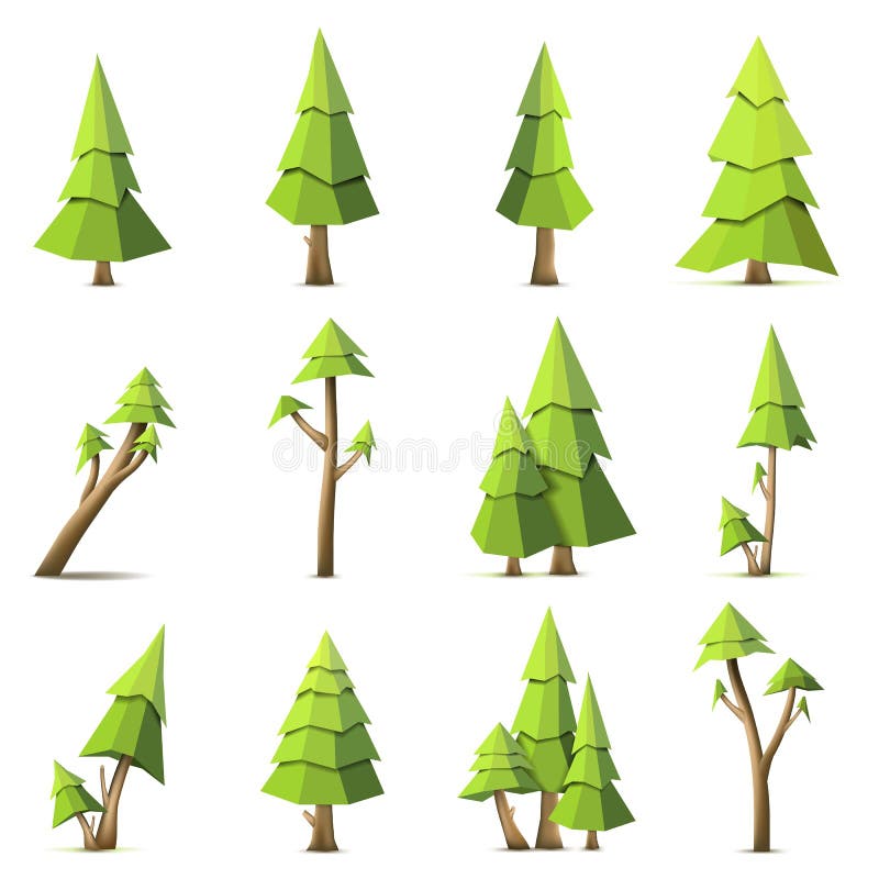 Polygon tree set stock vector. Illustration of symbol - 50042922