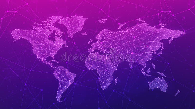 Polygon World Map on Blockchain Hud Banner. Stock Illustration ...