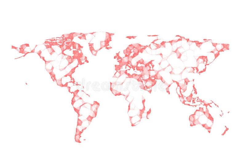 World map red polygon map stock illustration. Illustration of organ ...