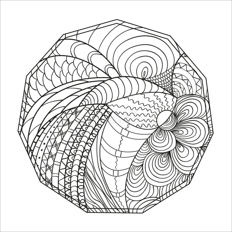 Polygon Zentangle Hand Gezeichnete Mandala Vektor Abbildung ...