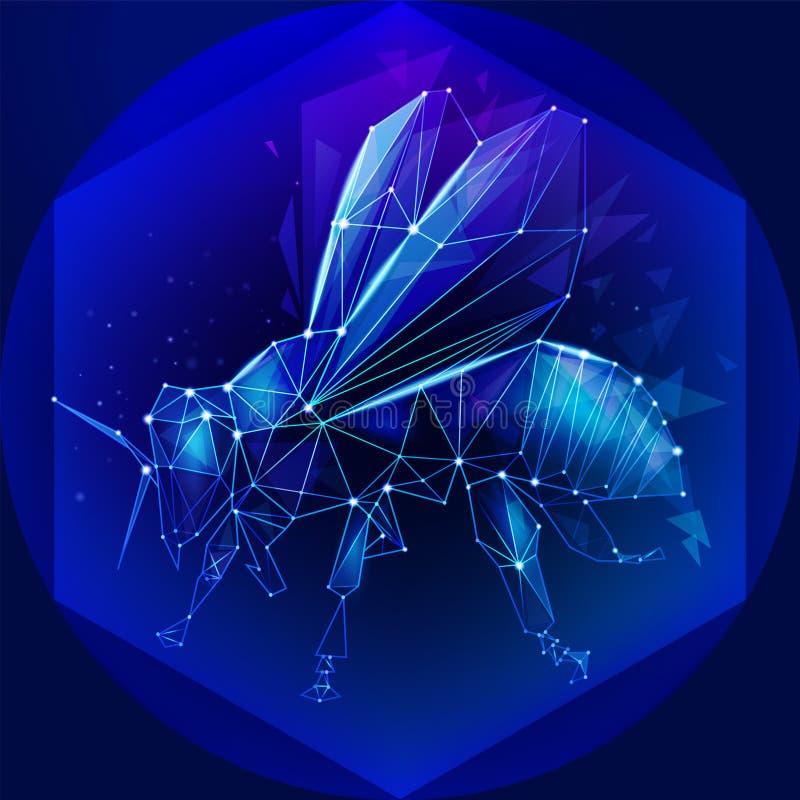 Polygona Honey Bee in Technological Low Poly Style. Innovative ...