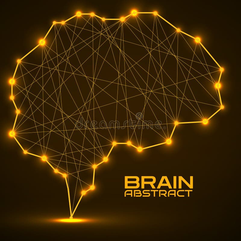 Polygonal Abstract Brain with Connected Lines Stock Vector - Illustration of polygonal, circle ...