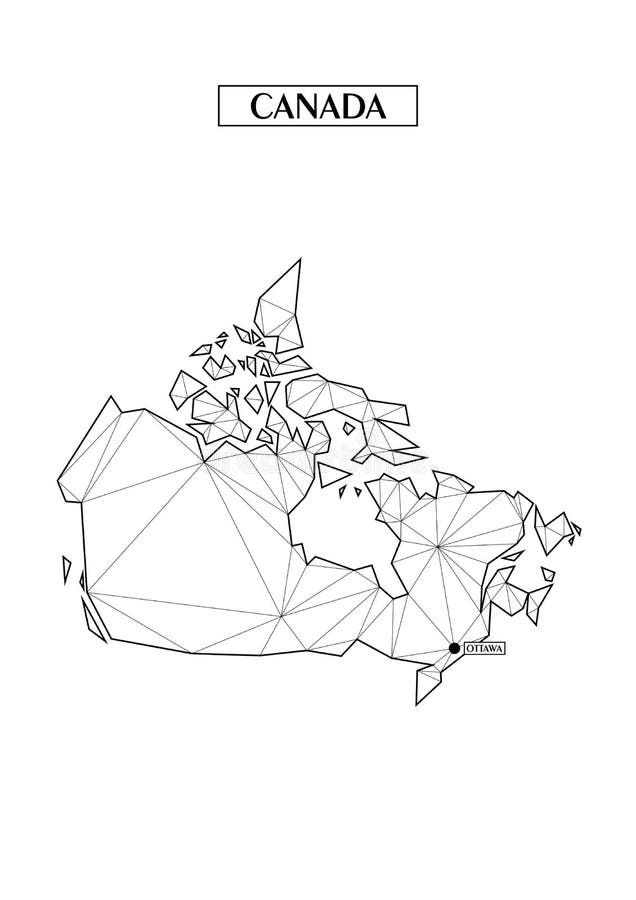Polygonal Abstract Map of Canada with Connected Triangular Shapes ...