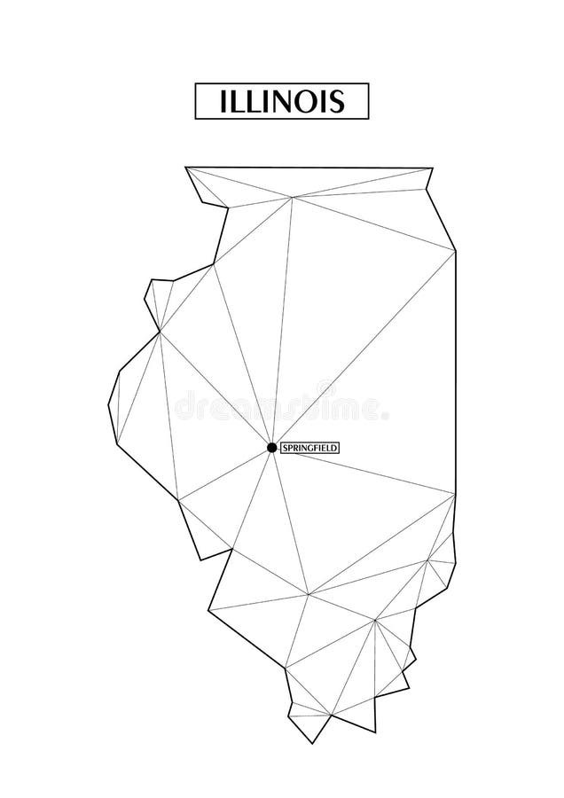 Polygonal Abstract Map State of Illinois with Connected Triangular ...