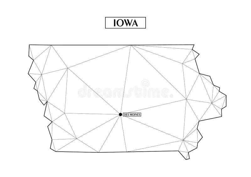 Polygonal Abstract Map State of Iowa with Connected Triangular Shapes ...