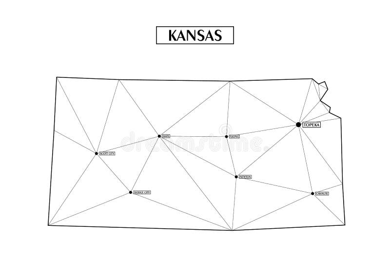 Kansas Map with Shapes of Regions. Stock Vector - Illustration of ...